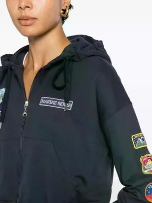 MARINE SERRE Patch Detail Zip-up Hoodie