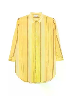 ZANETTI Striped Shirt With Curved Hem - Yellow