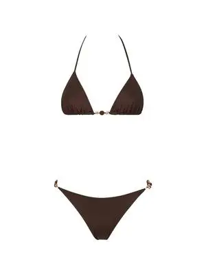 Anjuna Embellished Triangle Bikini - Brown
