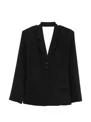 YCH Single-breasted Blouse With Chest And Flap Pockets - Black