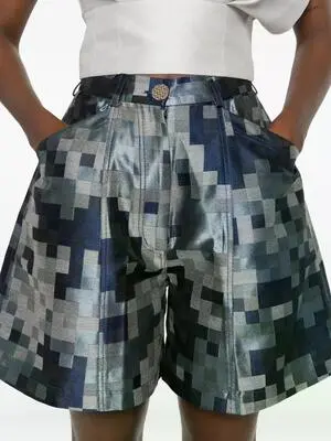Leen Mougrhabi Leah Geometric Pattern Pleated Shorts
