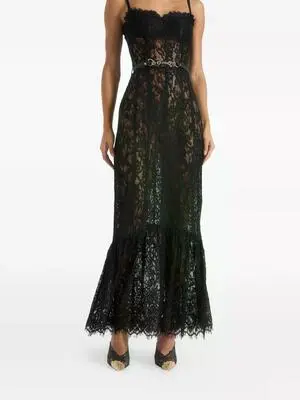 Manière De Voir Freya Belted Lace Maxi Dress