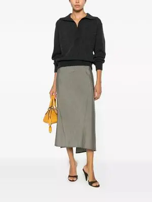 Victoria Beckham Pressed Tailored Wool Midi Skirt