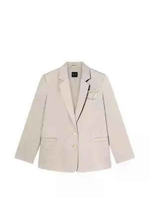 Armani Exchange Single-breasted Blazer With Chain Detail - Neutrals