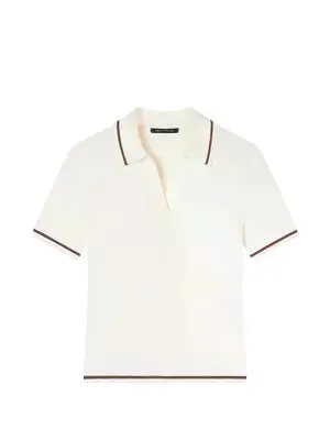 Armani Exchange Ribbed Knit Contrast Tipping V-neck Top