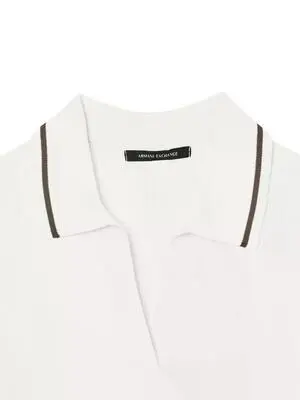 Armani Exchange Ribbed Knit Contrast Tipping V-neck Top