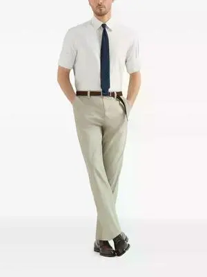 Brunello Cucinelli Peached Cotton Gabardine Garment-dyed Trousers