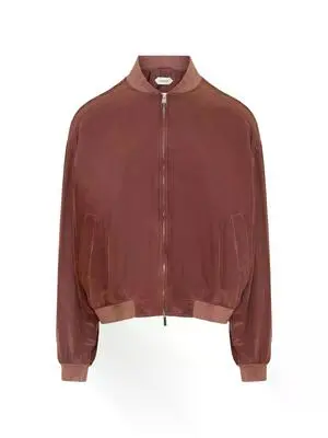 Versace Logo Embroidered Bomber Jacket - Red