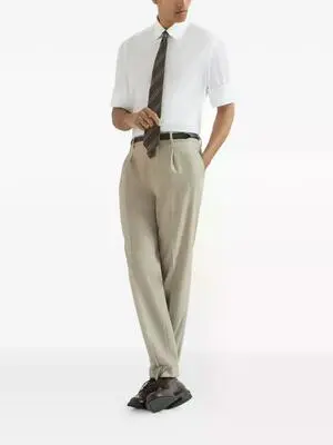 Brunello Cucinelli Virgin Wool Mouline-twill Trousers With Pleat