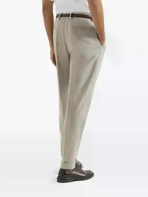 Brunello Cucinelli Virgin Wool Mouline-twill Trousers With Pleat