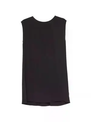 Sú Sleeveless Pleated Back Mini Dress - Black