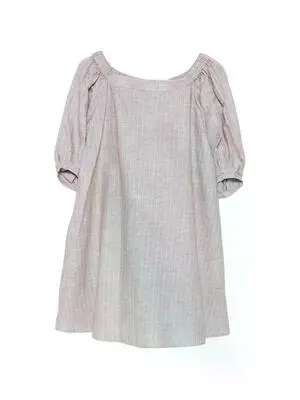 Max Mara Striped Puff-sleeve Mini Dress - Brown