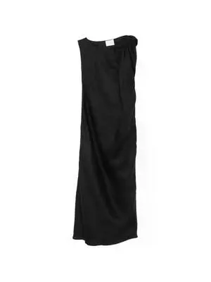Sú Draped Sleeveless Midi Dress - Black
