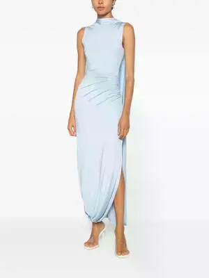 SELF-PORTRAIT Draped Ruched Asymmetric Dress