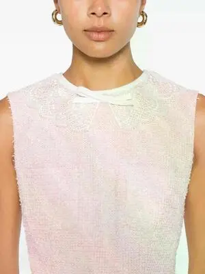 SELF-PORTRAIT Pink Bouclé Midi Dress With Lace Collar