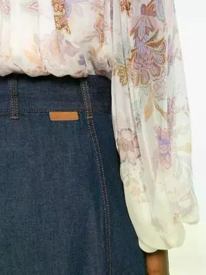 Zimmermann Aster Ruffled Denim Maxi Skirt