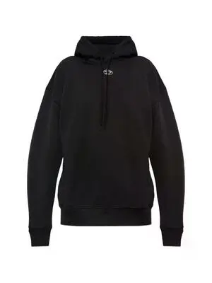 DIESEL® Logo Plaque Drawstring Hoodie - Black