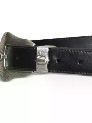 KATE CATE Engraved Buckle Leather Belt