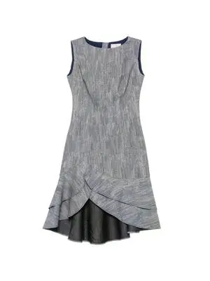 LEEN MOUGRHABI Sienna Asymmetric Midi Dress - Blue