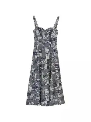 LEEN MOUGRHABI Grace Sweetheart Neckline A-line Midi Dress - Blue