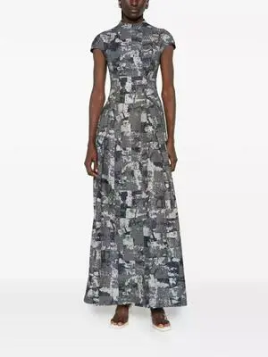 LEEN MOUGHRABI Leen Mougrhabi Rania Abstract-print Cap-sleeve Maxi Dress