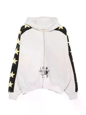 SECND SLF Star-print Zip-up Hoodie - Neutrals