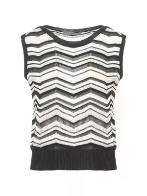 D.exterior Sleeveless Chevron Knit Top With Metallic Threading