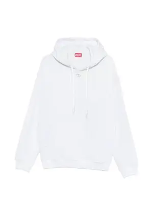 DIESEL® Logo Plaque Drawstring Hoodie - White