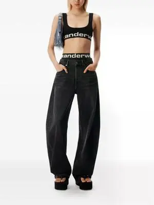 Alexander Wang Loose-fit Jeans With Logo Waistband - Grey