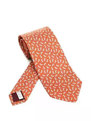 FERRAGAMO Charlie Silk Tie - Orange