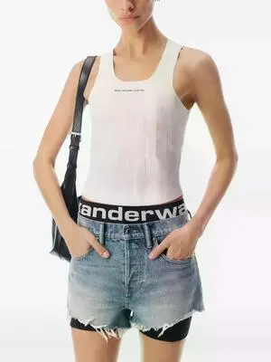Alexander Wang Layered Logo Denim Bike Shorts