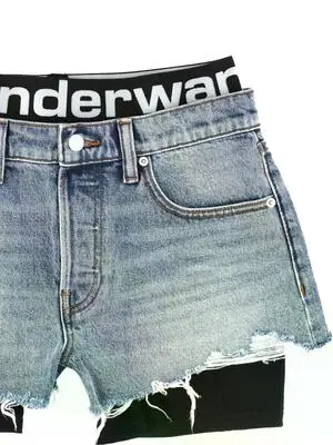 Alexander Wang Layered Logo Denim Bike Shorts