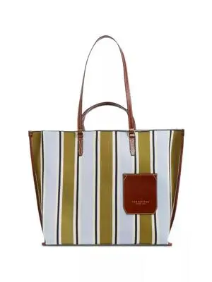 THE BRIDGE Striped Leather-trim Tote Bag - Blue