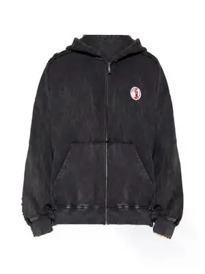 SSSTUFFF Hoodie With Cat Patch Detail - Black