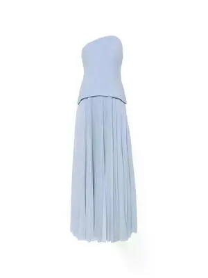 Solace London Strapless Pleated Maxi Dress - Blue