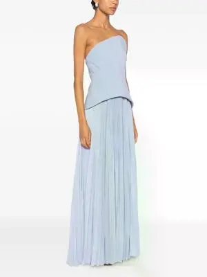 Solace London Strapless Pleated Maxi Dress - Blue