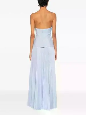 Solace London Strapless Pleated Maxi Dress - Blue