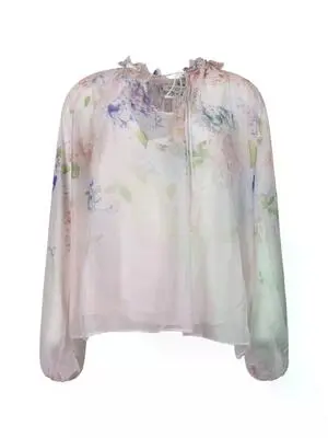 GIOVANNI PARIS Floral Print Ruffled Blouse