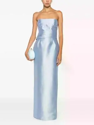 Solace London Strapless V-neck Maxi Dress - Blue