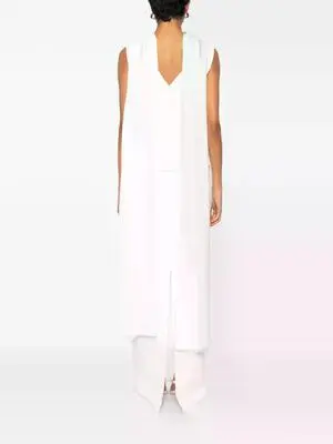 Solace London Annie Peplum-waist Draped-panel Maxi Dress - White