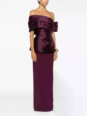 Solace London Off-shoulder Draped Maxi Dress