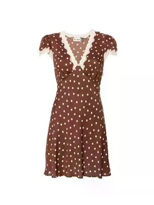 Rixo Cely Lace-trim Polka-dot Mini Dress - Brown