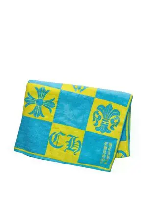 Chrome Hearts Plaid-pattern Beach Towel - Blue