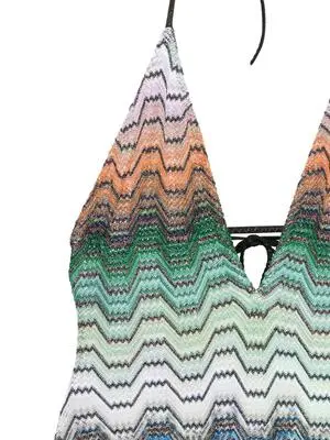 Missoni Zigzag-knit Halterneck Swimsuit