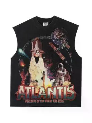 BILLIONAIRE BOYS CLUB New Atlantis Graphic Print Vest - Black
