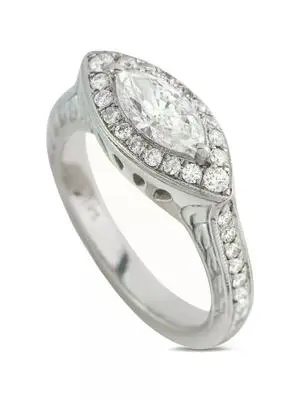 LB EXCLUSIVE 0.30 Ctw Round-cut Diamond Pavé And Halo Ring In 14k White Gold