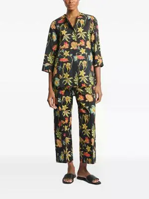 FAY Floral Print Three-quarter Sleeve Shirt