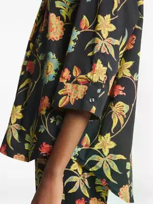 FAY Floral Print Three-quarter Sleeve Shirt