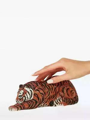 Judith Leiber Wildcat Bengal Tiger Crystal-embellished Clutch Bag - Brown