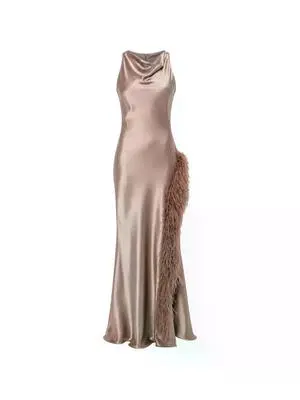Lapointe Feather-trim Maxi Dress - Pink